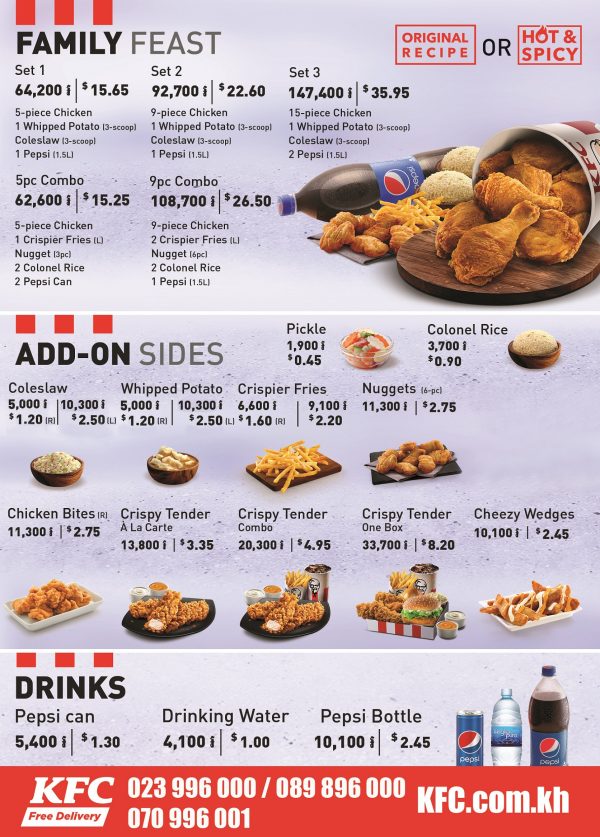 Delivery Menu - KFC Cambodia