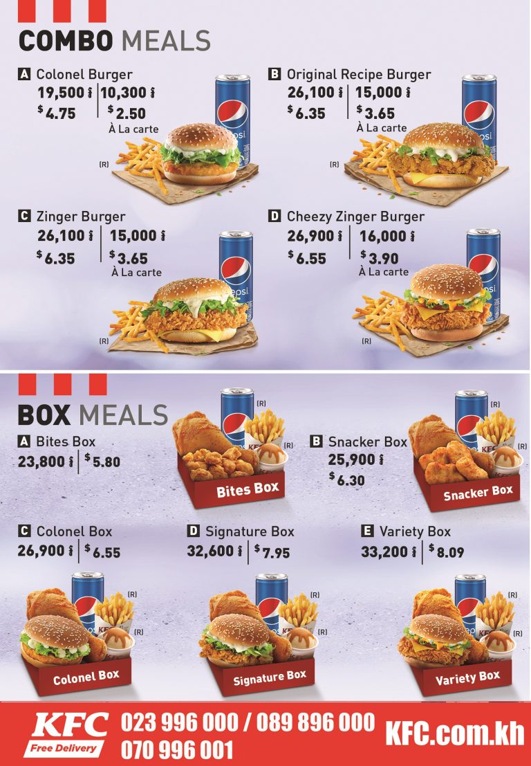 Delivery Menu - KFC Cambodia