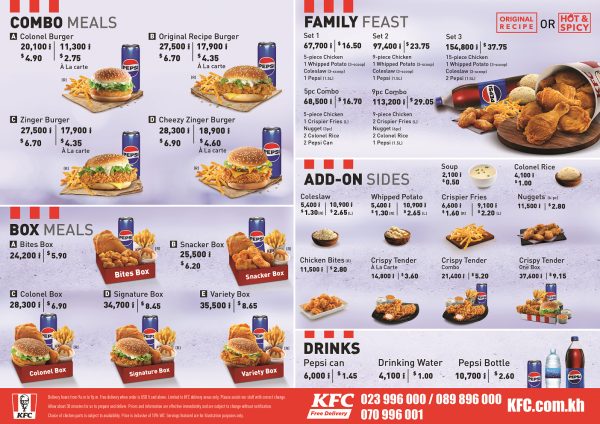 Delivery Menu - KFC Cambodia